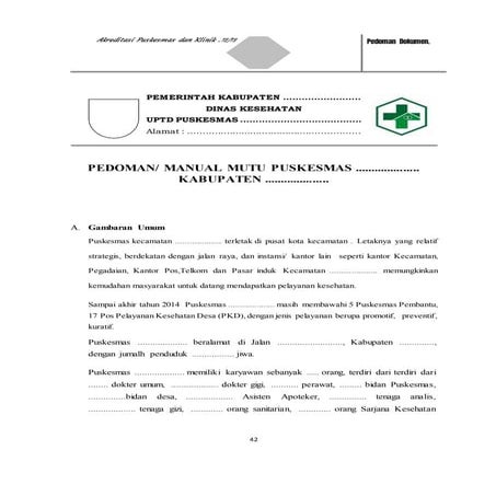 Contoh manual mutu puskesmas | DOCX