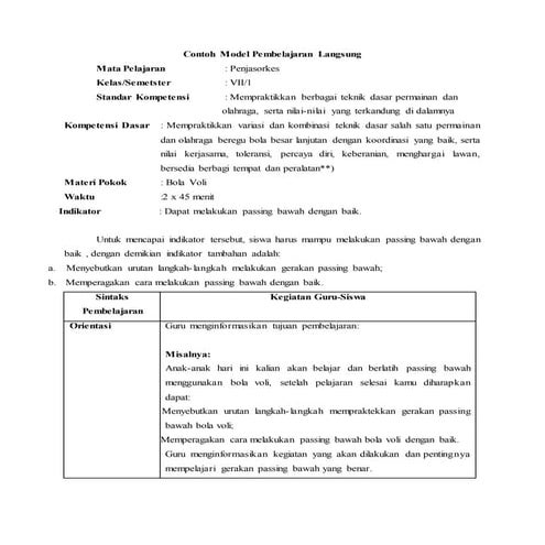 Contoh model pembelajaran langsung | DOCX