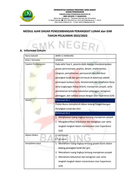 Contoh Modul Ajar Pendekatan Pembelajaran mendalam | PPTX