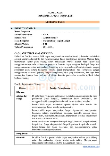 Modul Ajar Matematika Kelas 10 Deep Learning | PDF
