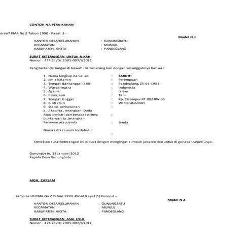 Contoh na pernikahan | DOCX