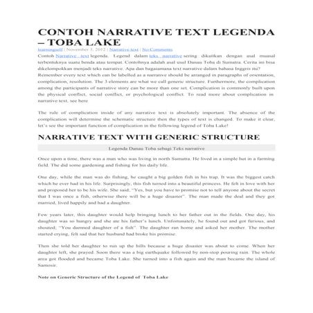 Contoh narrative text legenda | PDF