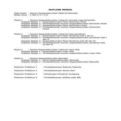 Contoh outline modul | PDF