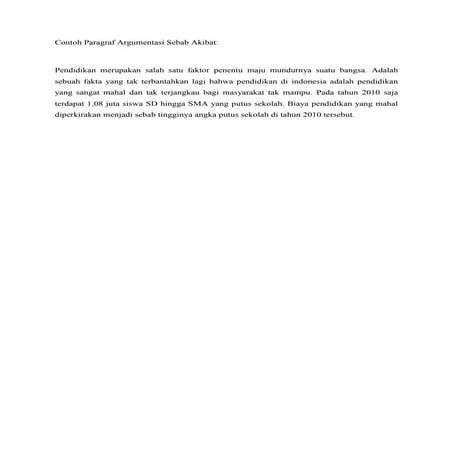 Contoh paragraf argumentasi sebab akibat | DOCX