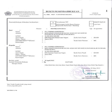 Contoh pbk pajak | PDF