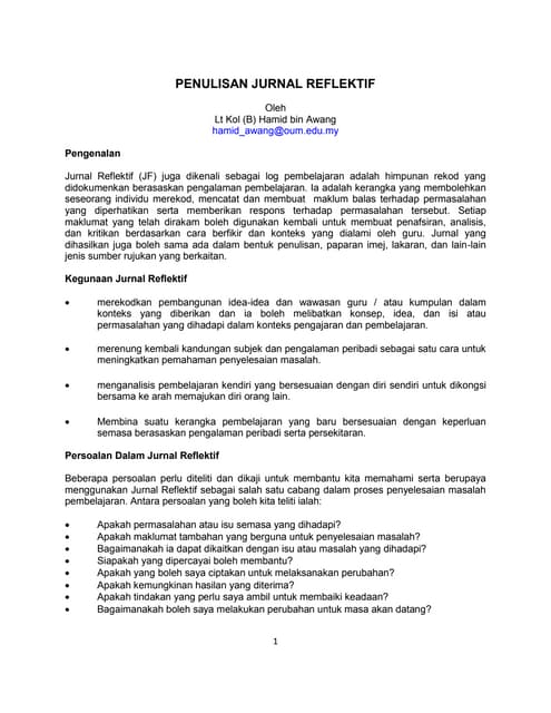 Contoh Refleksi Assignment IPG | PDF