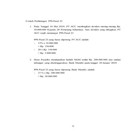 Contoh perhitungan p ph pasal 23 | PDF