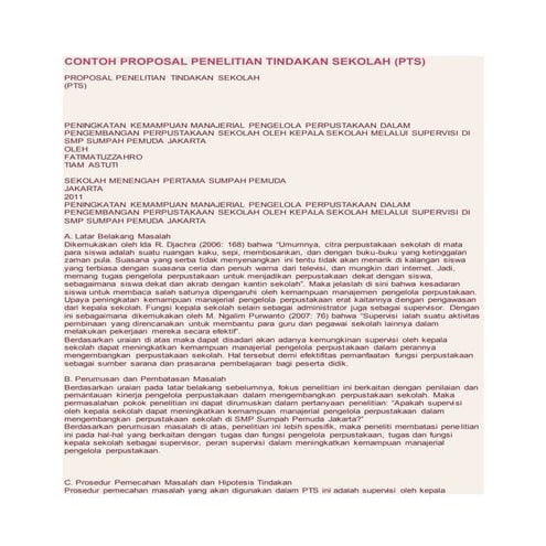 Contoh proposal penelitian tindakan sekolah | DOCX