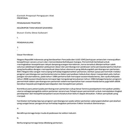 Contoh proposal tani bantuan traktor | DOCX