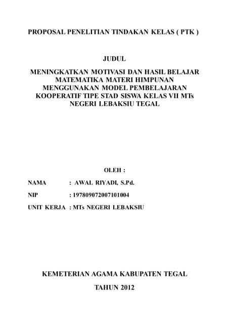 Contoh proposal ptk | PDF