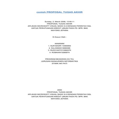 Contoh proposal tugas akhir | DOC