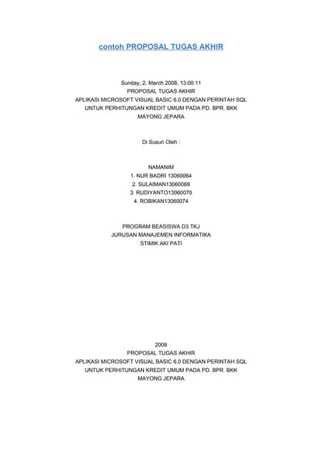 Contoh Laporan Tugas Akhir (TA) | PDF