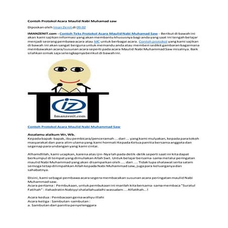 Contoh protokol acara maulid nabi muhamad saw | DOCX