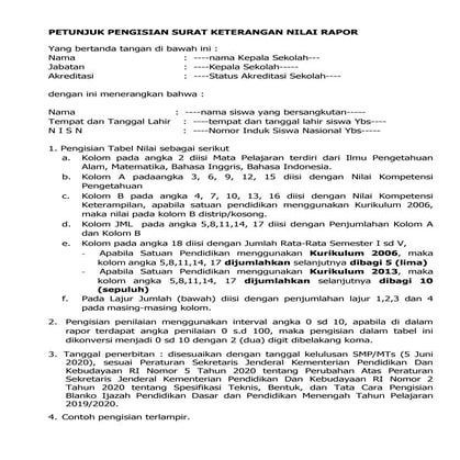 Contoh raport smp | PDF