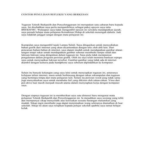 Contoh refleksi | DOC