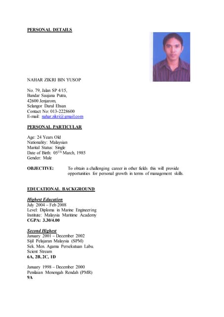 Contoh Resume mock interview | DOCX