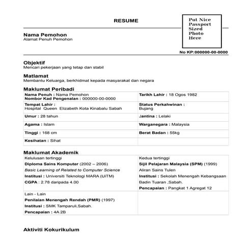 Contoh resume | DOC