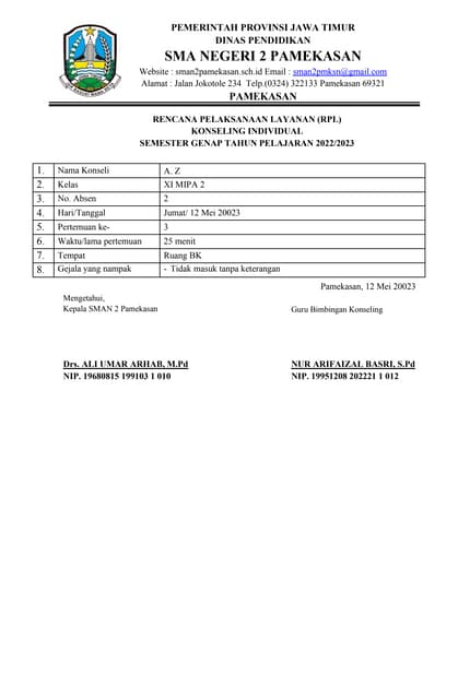 RENCANA PELAKSANAAN LAYANAN (RPL) BIMBINGAN KLASIKAL | PDF