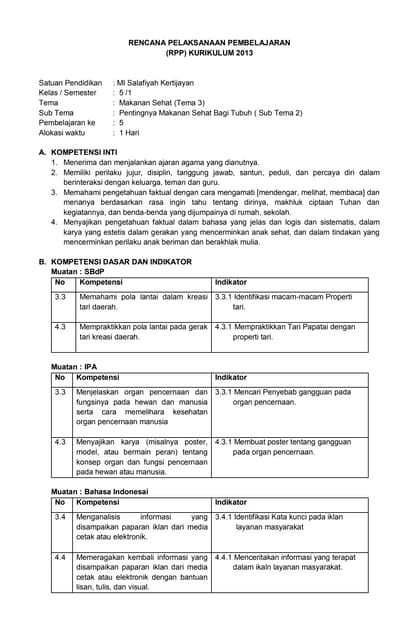 RPP K-13 Kelas 5 Tema 6 Subtema 2 Pembelajaran 5 | PDF