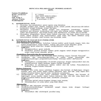 Contoh rpp kelas ii tema 4 | PDF