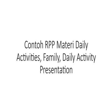 Contoh RPP Materi Daily Activities atau Kegiatan sehari-hari | PPTX