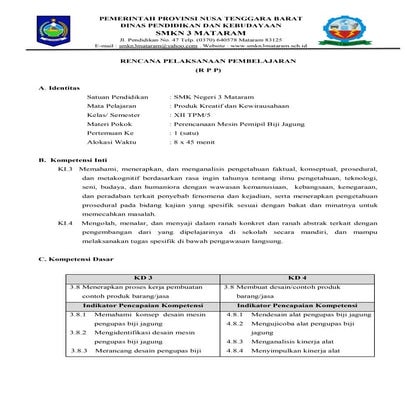Contoh rpp stem teknik pemesinan | PDF