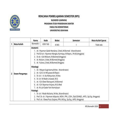 contoh Rencana pembelajaran semester satu | PDF