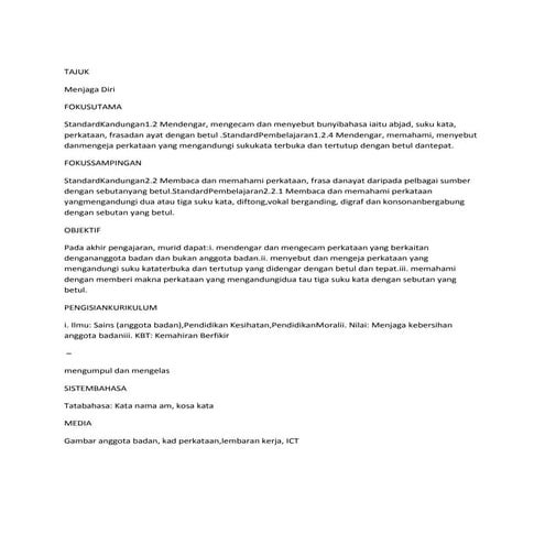 Contoh rpt awal bm th 1 | DOCX