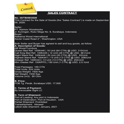 Contoh_ Sales Contract _ Materi Training "PERDAGANGAN INTERNASIONAL ...