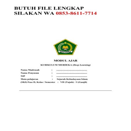 Download Modul Ajar Kurikulum Berbasis Cinta ( KBC ) SKI Kelas 7 MTs | DOCX