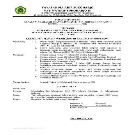Contoh SK Tim Manajemen BOS (madrasah).docx