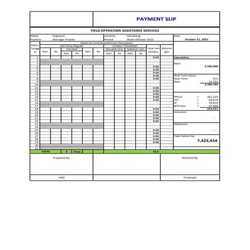 Contoh Pembuatan Slip Gaji.pdf untuk HRD | PDF