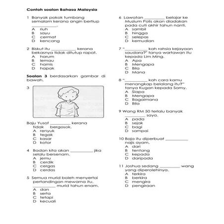 Contoh soalan bahasa malaysia (SJK) | DOC