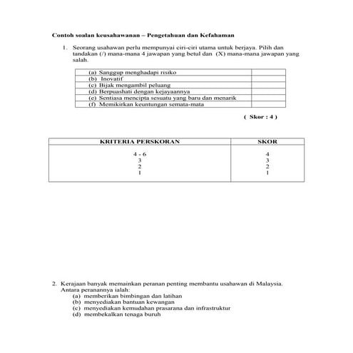 Contoh soalan teori | DOC