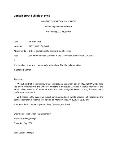 Application Letter (Semi Block Style ) | DOC | Education