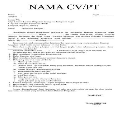 Contoh surat penawaran harga (sph) | PDF