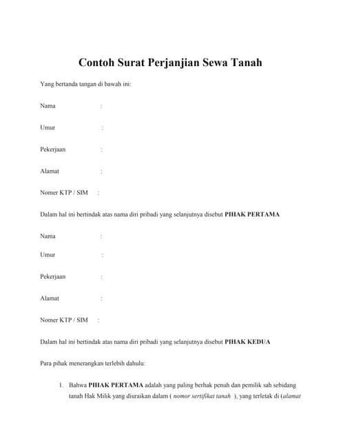 Contoh Surat Perjanjian Kerjasama | DOCX