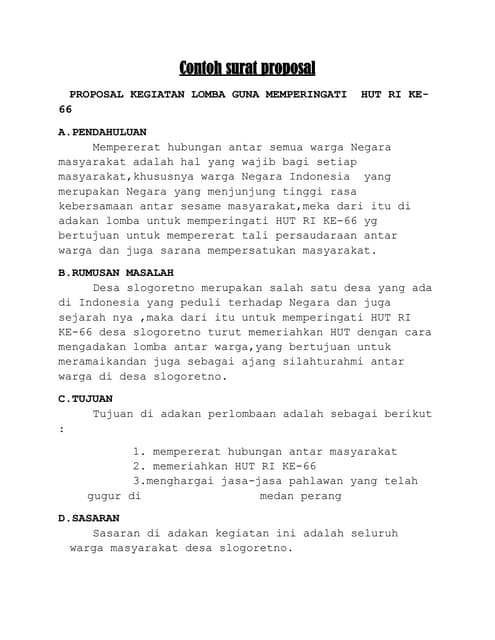 Contoh surat proposal | DOCX