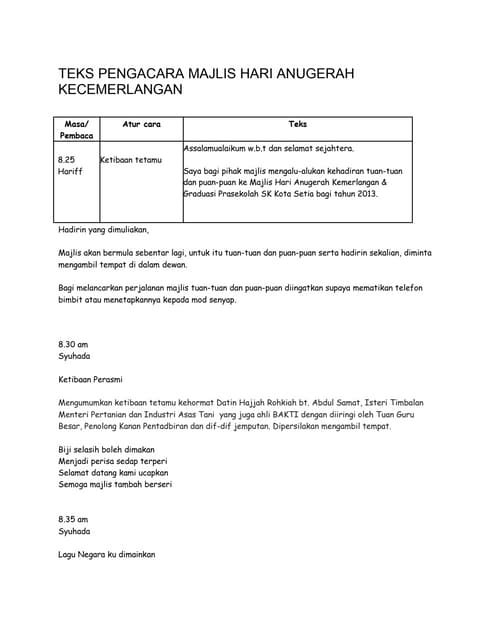 Teks Pengacara Majlis Perasmian Penutupan Program | DOCX