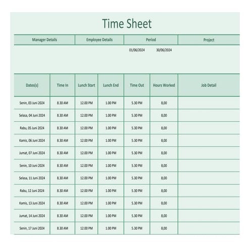 Contoh Timesheet untuk pekerjaan project | PDF