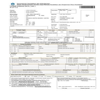 Contoh update nuptk | PDF