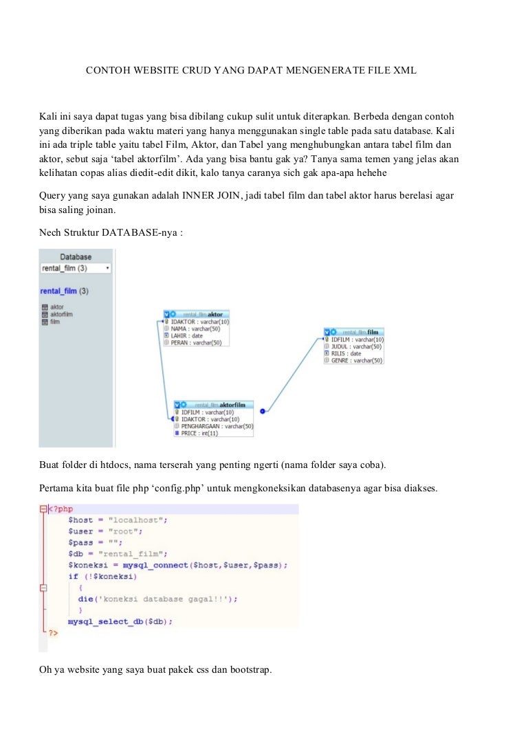 Contoh website crud yang dapat mengenerate file xml Contoh website crud yang dapat mengenerate file xml