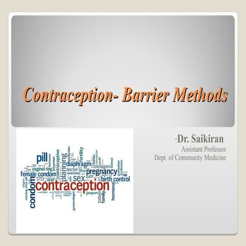 BARRIER METHODS OF CONTRACEPTION FROM PSM | PPT