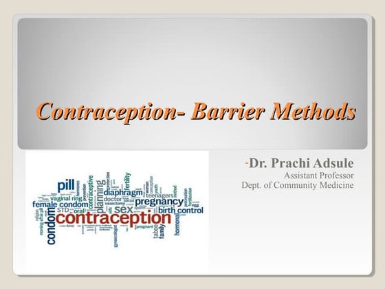 Barrier methods for Contraception | PPTX