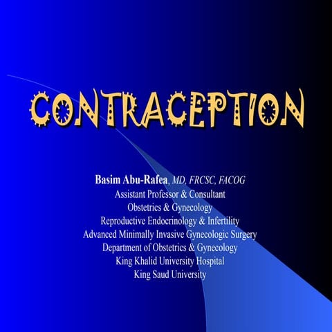 Contraception for medicines Contraception | PPT