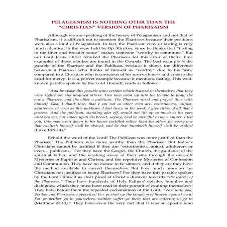 Pelagianism is Nothing Other Than the "Christian" Version of Pharisaism ...
