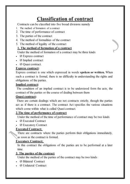 Lecture 1 introduction to the law of contract | DOCX