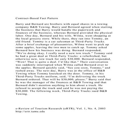 Contract-Based Fact PatternBarry and Bernard are brothers with.docx