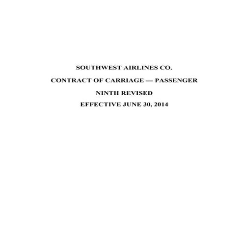 Southwest passenger agreement contract of-carriage | PDF