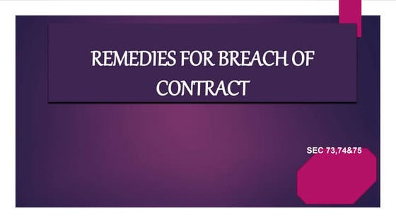 Presentation on Breach Of Contract | PPTX | Law